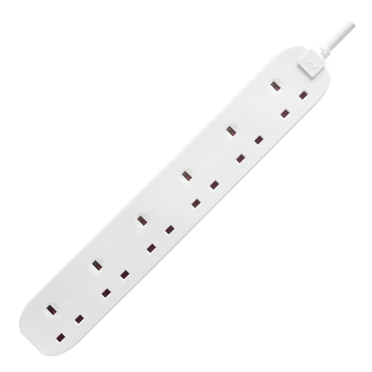Masterplug 13A 6-Gang Unswitched Extension Lead White 3m