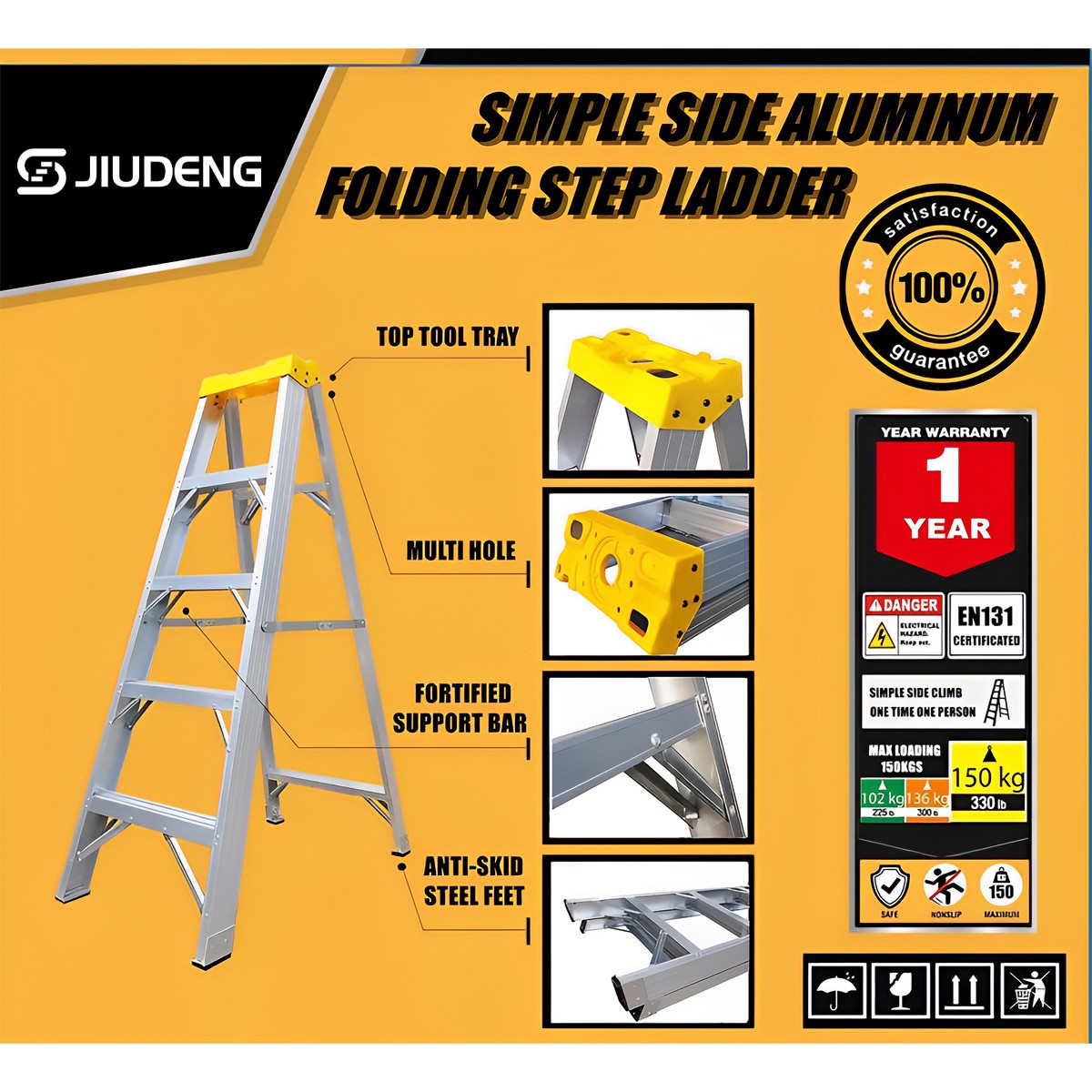 Aluminium Folding Step Ladder 5,6,7 steps